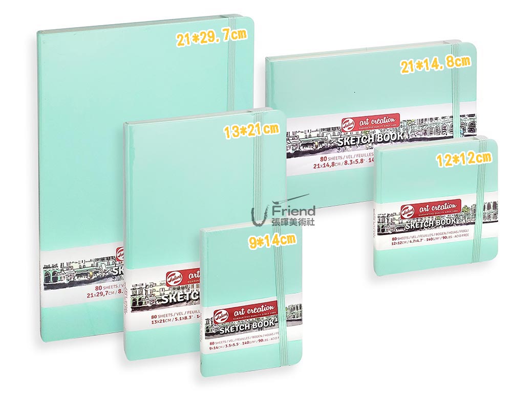 Talens泰倫斯Sketch Book無酸精裝素描本140gsm80張 5種尺寸8種顏色#9314